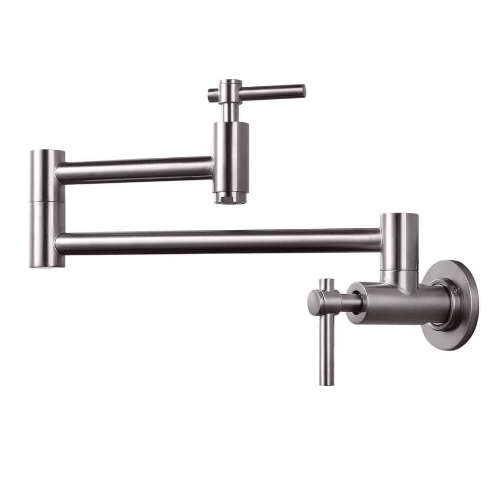 ARCORA Wall Mounted Pot Filler Faucet with Double Joint Swing Arm in ...