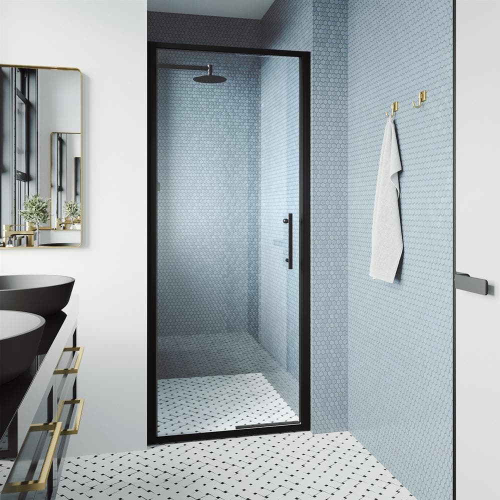 VIGO Astoria 30 in. W x 76 in. H Space Saving Framed Pivot Shower Door ...