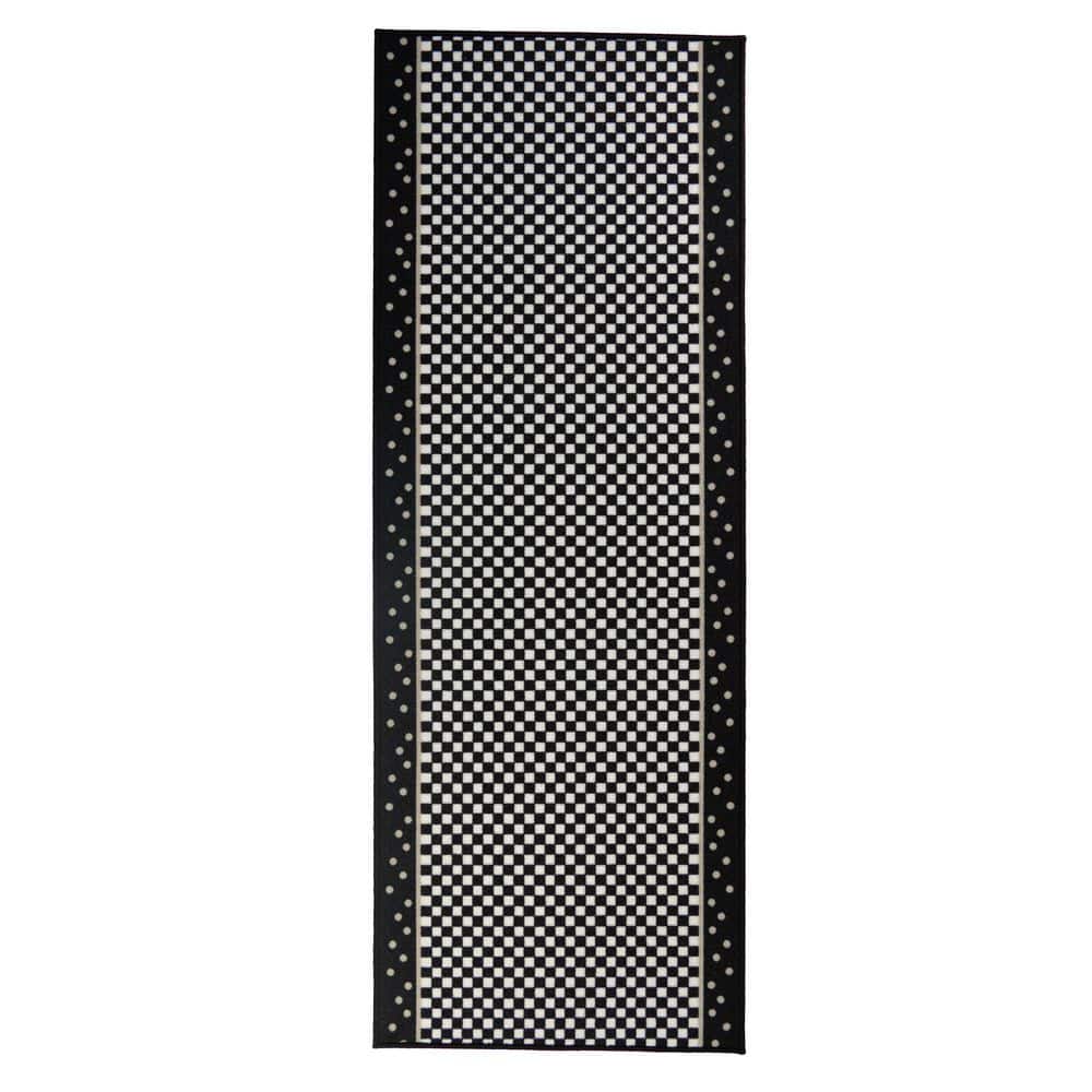 RugStylesOnline Checkered Roll Runner Cut to Size Black & White 26 ...