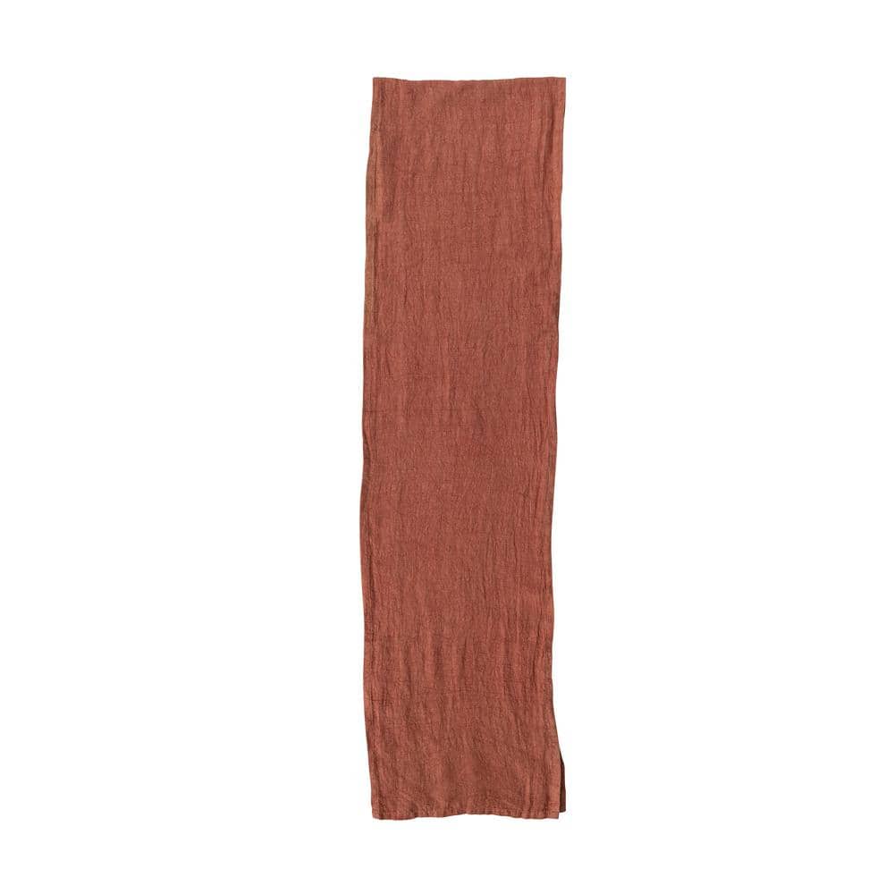 Storied Home 14 in. W x 108 in. L Orange Rust Solid Stonewashed Linen ...