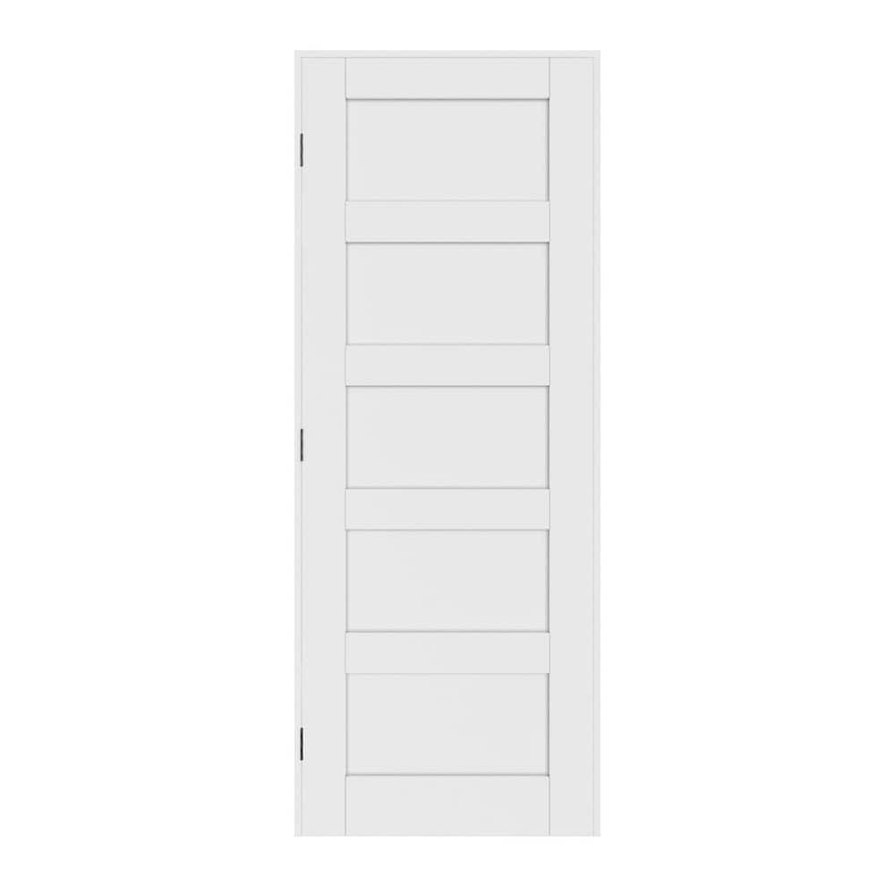 ARK DESIGN 32 in. x 96 in. 5-Panle Right-Handed White Solid Core Wood ...