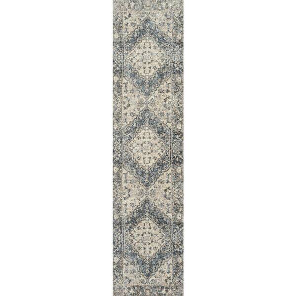 JONATHAN Y Blue/Cream 2 ft. x 8 ft. Pavel Distressed Medallion Low-Pile ...