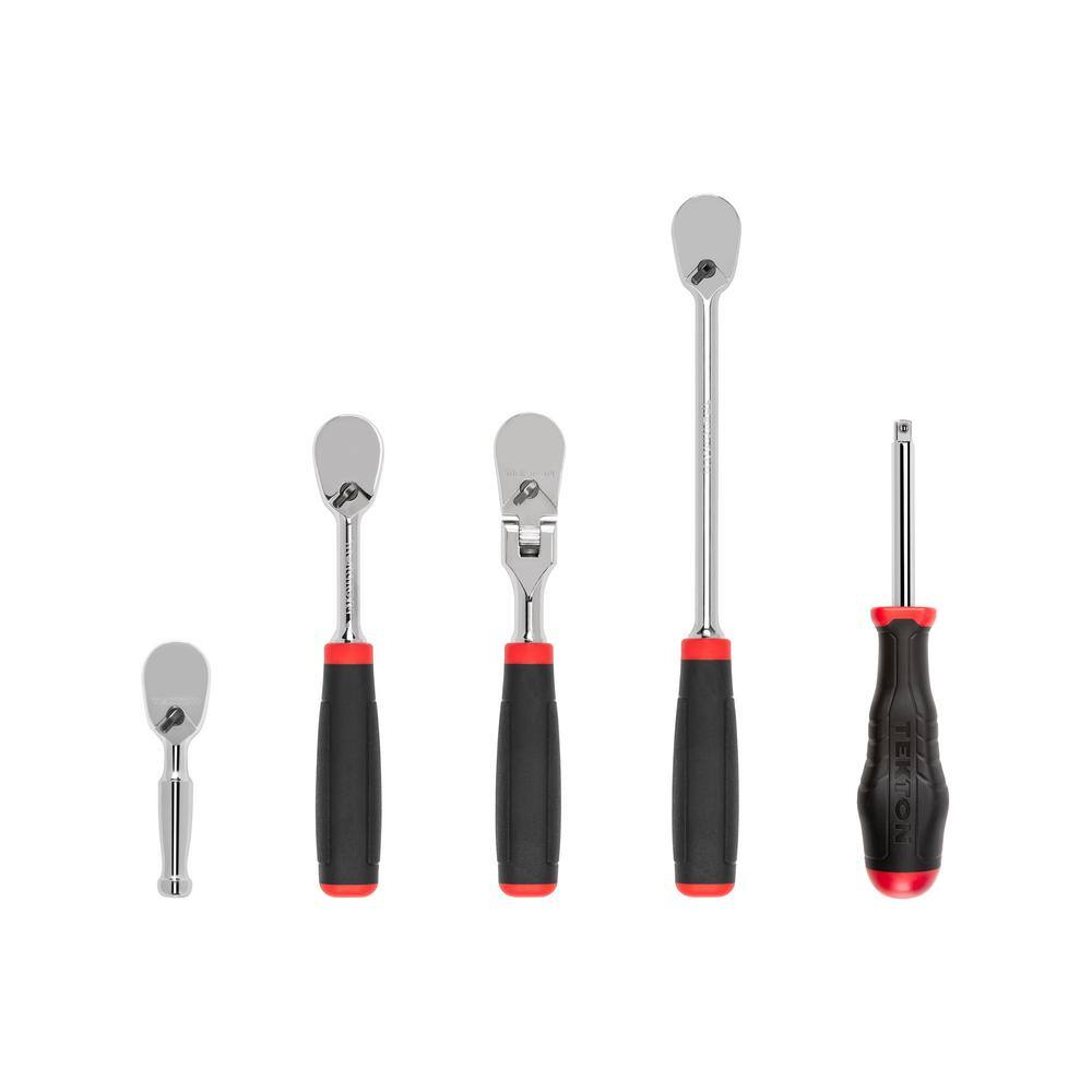 TEKTON 1/4 in. Drive Comfort Grip Ratchet and Spinner Handle Set (5 ...