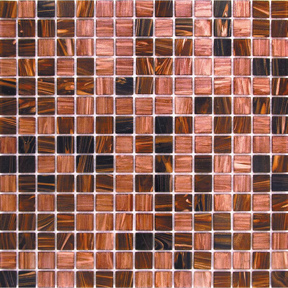 Apollo Tile Mingles 12 in. x 12 in. Glossy Brown and Yellow Glass ...