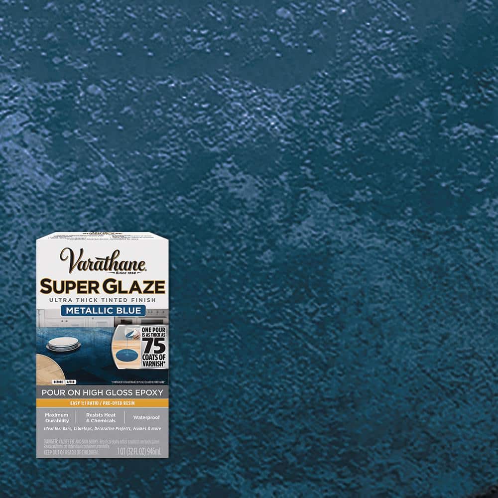 Varathane 1 qt. Metallic Blue Gloss Super Glaze Finish and Preservative ...