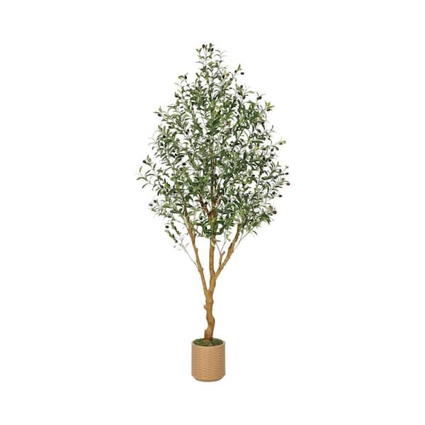 8 ft. Olive Trees Artificial Indoor, Fake Topiary Silk Tree with ...