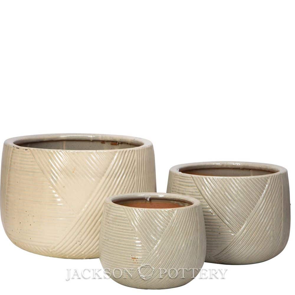 Miramar Beach Ceramic Planter-Antique Cream (3-pack) DG-002S3-AC - The ...