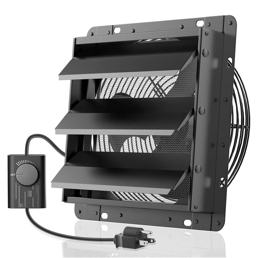 KIWDZFU 10 in. Aluminum Wall Mounted Shutter Exhaust Fan, 844 CFM ...