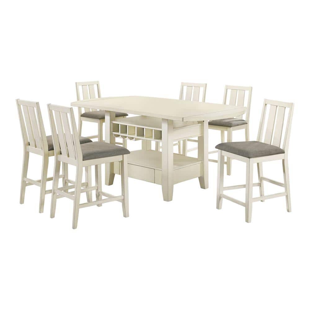 Furniture of America Tanoan 7-Piece Antique White and Gray with Care ...