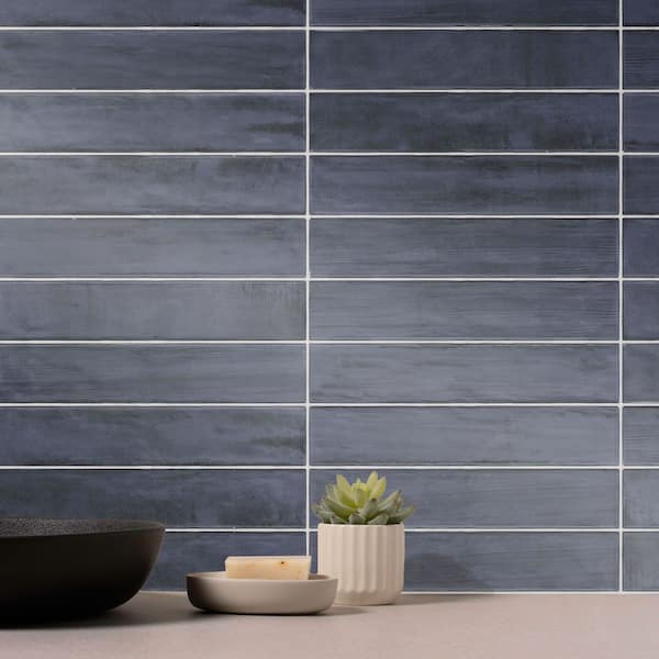 CRUZ BAY STUDIO Buckingham 3 in. x 16 in. Blue Gloss Glazed Porcelain ...
