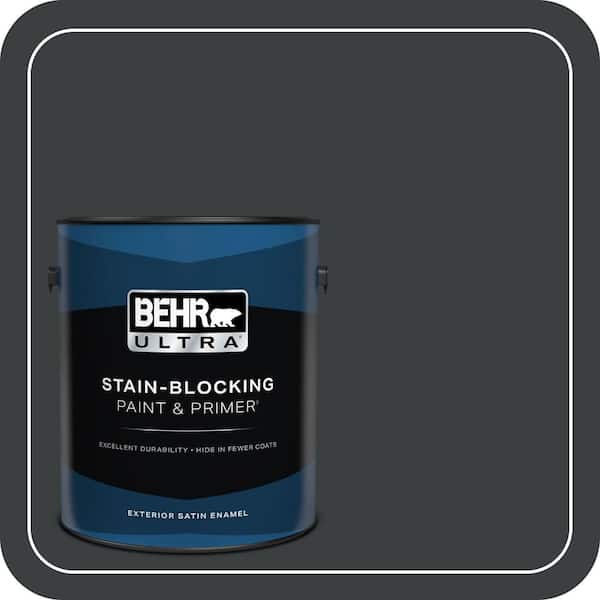 BEHR ULTRA 1 gal. #ECC-25-3 Obsidian Stone Satin Enamel Exterior Paint ...