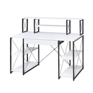 Basicwise 20 in. Rectangular White Medium Wood 6 Shelves Computer ...
