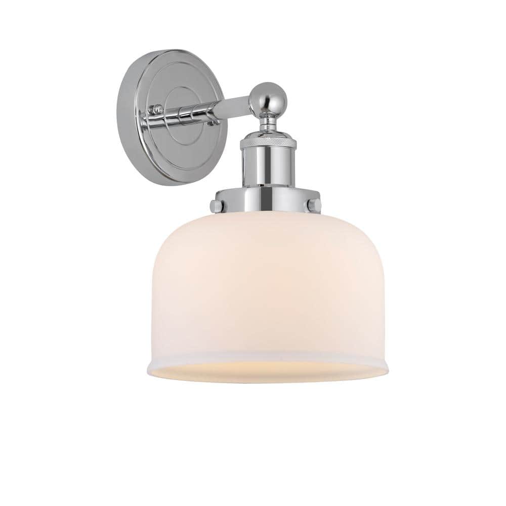 Innovations Bell 1-Light Polished Chrome, Matte White Wall Sconce with ...