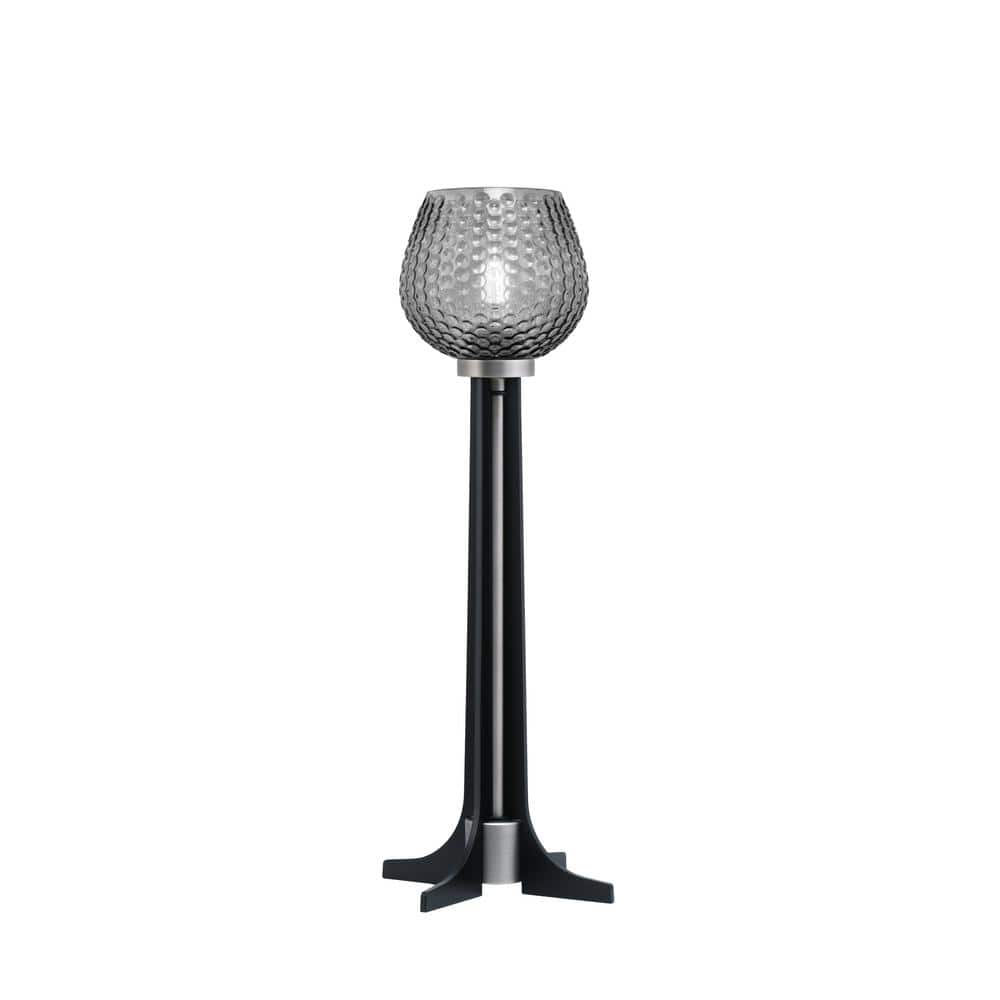 Delgado 22.25 in. Graphite Matte Black Accent Lamp Smoke Textured Glass ...