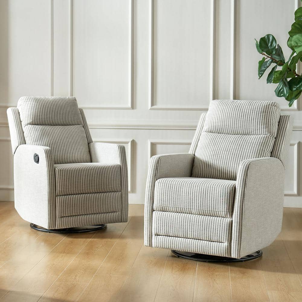 JAYDEN CREATION Ana Modern Grey Upholstered 360° Swivel Rocker Recliner ...