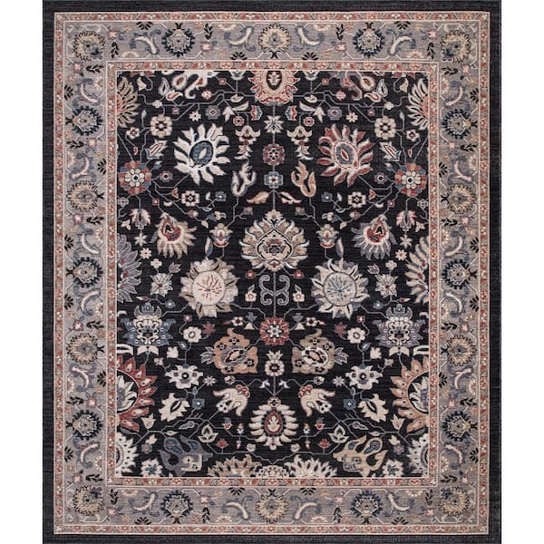 StyleWell Gramercy Black 5 ft. x 7 ft. Floral Area Rug 50795 - The Home ...
