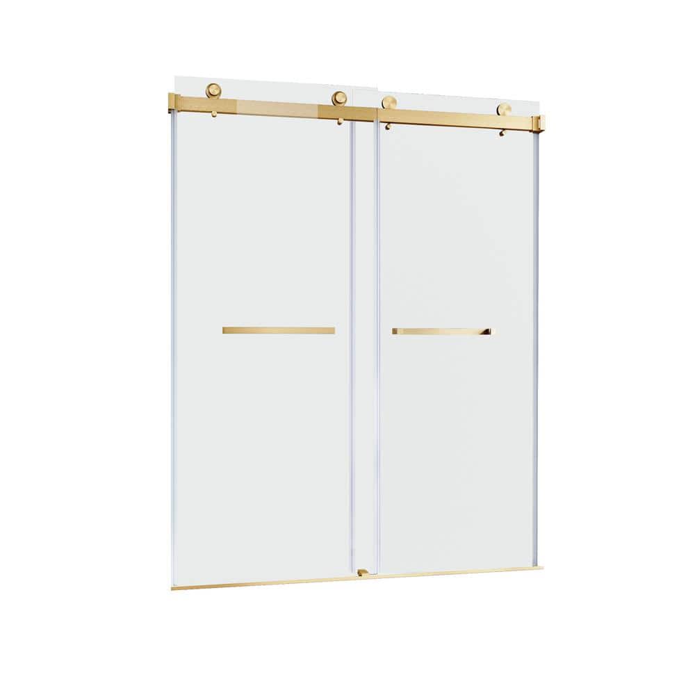 WEGATE 60 in. x 76 in. 2 Panel Brushed Gold Painted Composite Sliding ...