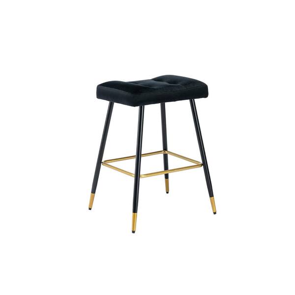 VERYKE 26.34 in. Black Backless Metal Frame Bar Stools Footrest Counter ...
