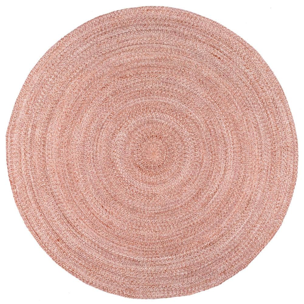 nuLOOM Light Pink 6 ft. x 6 ft. Kyla Handmade Braided Farmhouse Round ...