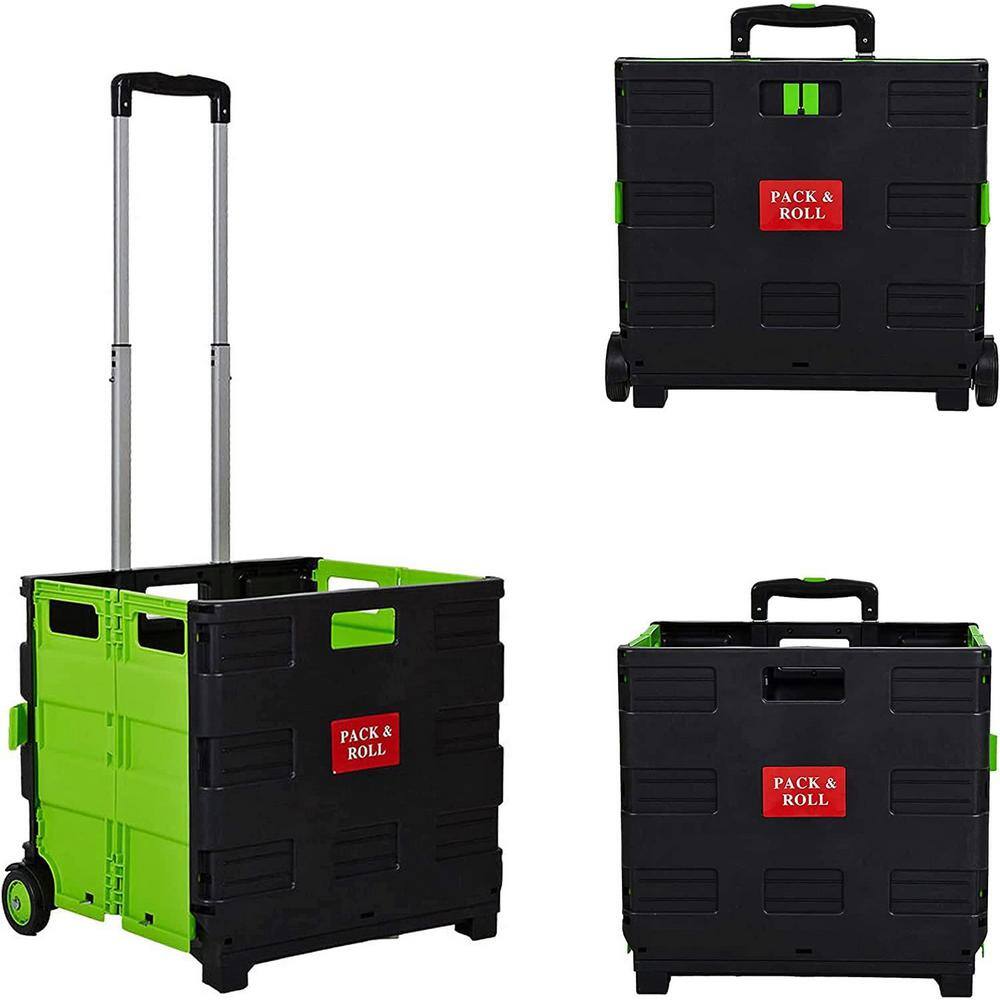 Zeus & Ruta Black and Green 1.6 cu. ft. Folding Utility Plastic Wagon ...