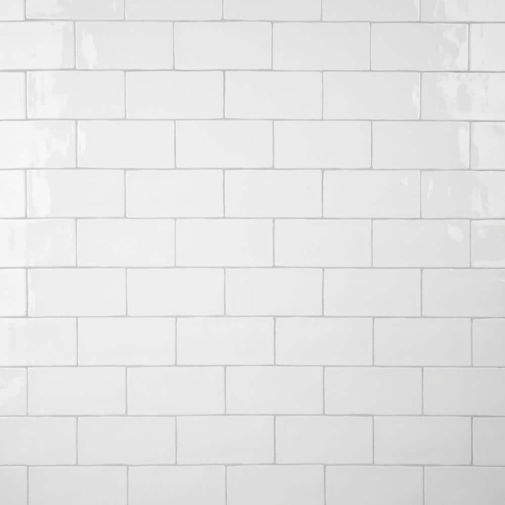 Merola Tile Castillo White 3 in. x 6 in. Ceramic Wall Take Home Tile ...