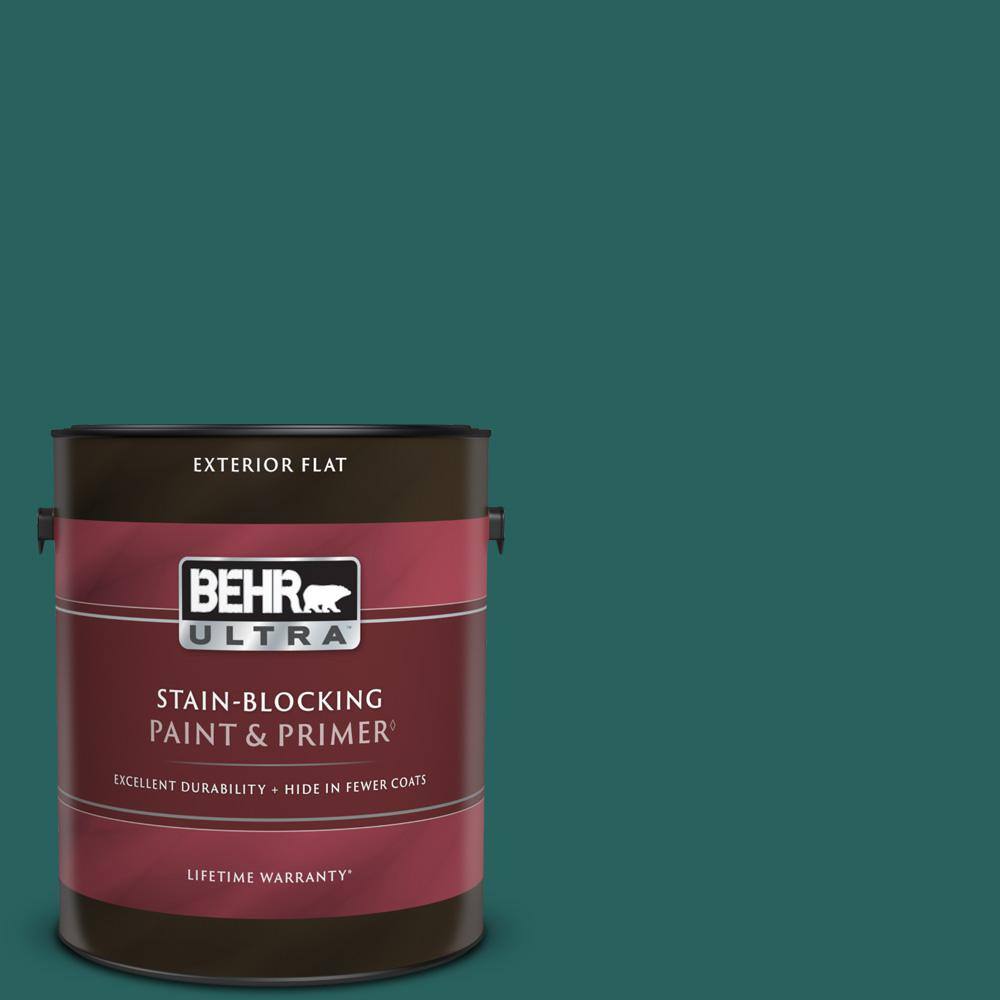 BEHR ULTRA 1 gal. #MQ6-05 Verdant Forest Flat Exterior Paint & Primer ...
