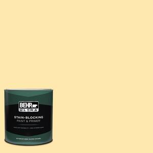 BEHR ULTRA 1 qt. #350B-4 Lemon Souffle Flat Exterior Paint & Primer ...