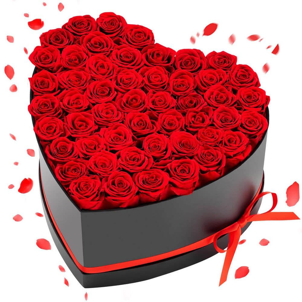 VEVOR Forever Flowers, 50 Preserved Roses in a Heart Shape Box, Eternal ...