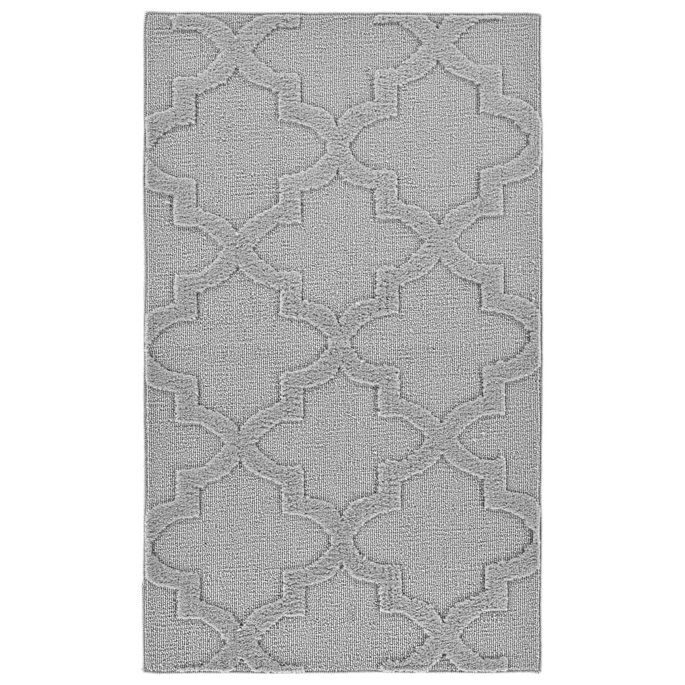 Garland Rug Silver Quatro 4 ft. x 6 ft. Cut-loop Trellis Area Rug ...