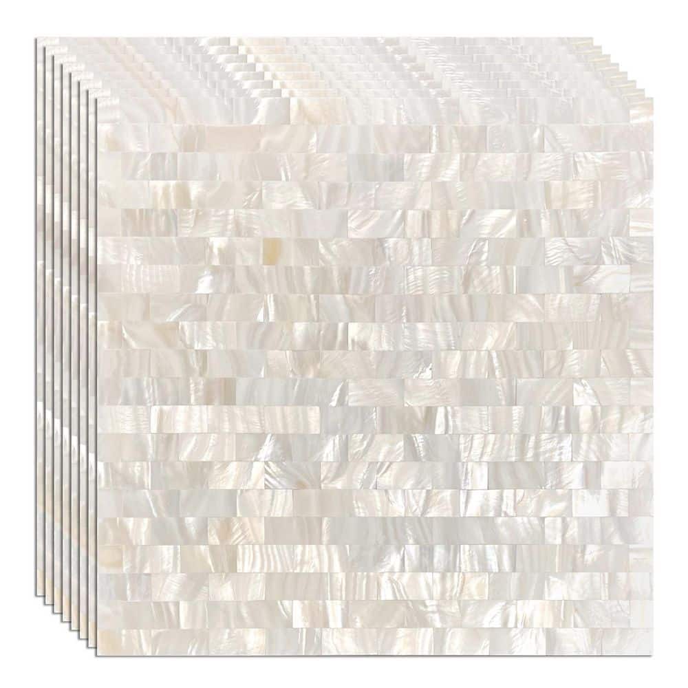 Art3d 11. 8in. x 11. 8in. Natural White Seashell Tiles for Kitchen ...