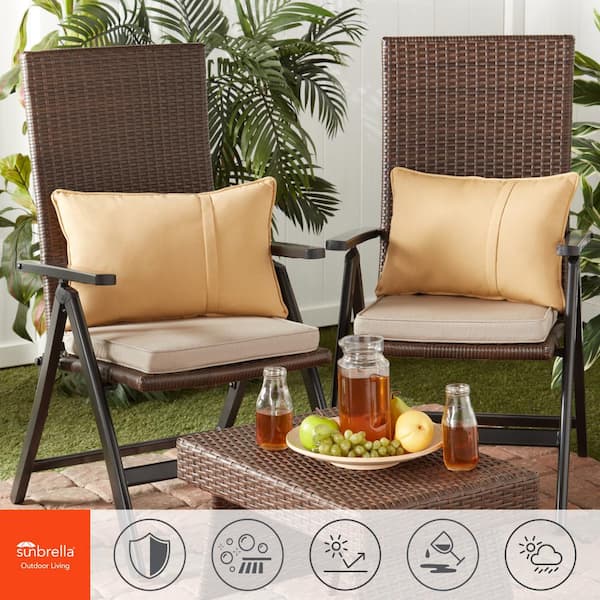 Greendale Home Fashions Sunbrella Cast Ash Square Reversible Outdoor Seat Cushion 2 Pack SP1100S2 ASH