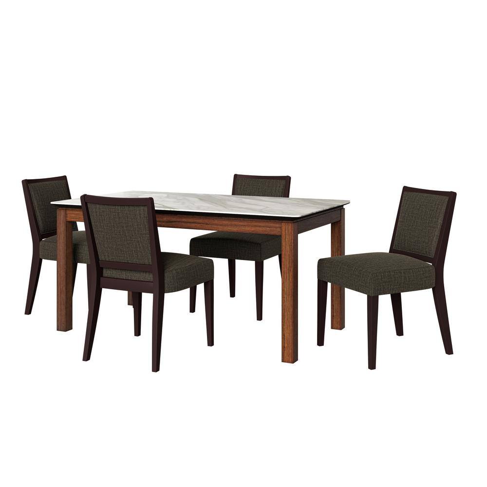 Handy Living Wesley 5-Piece Marblelook Smart Top Dining Table ...