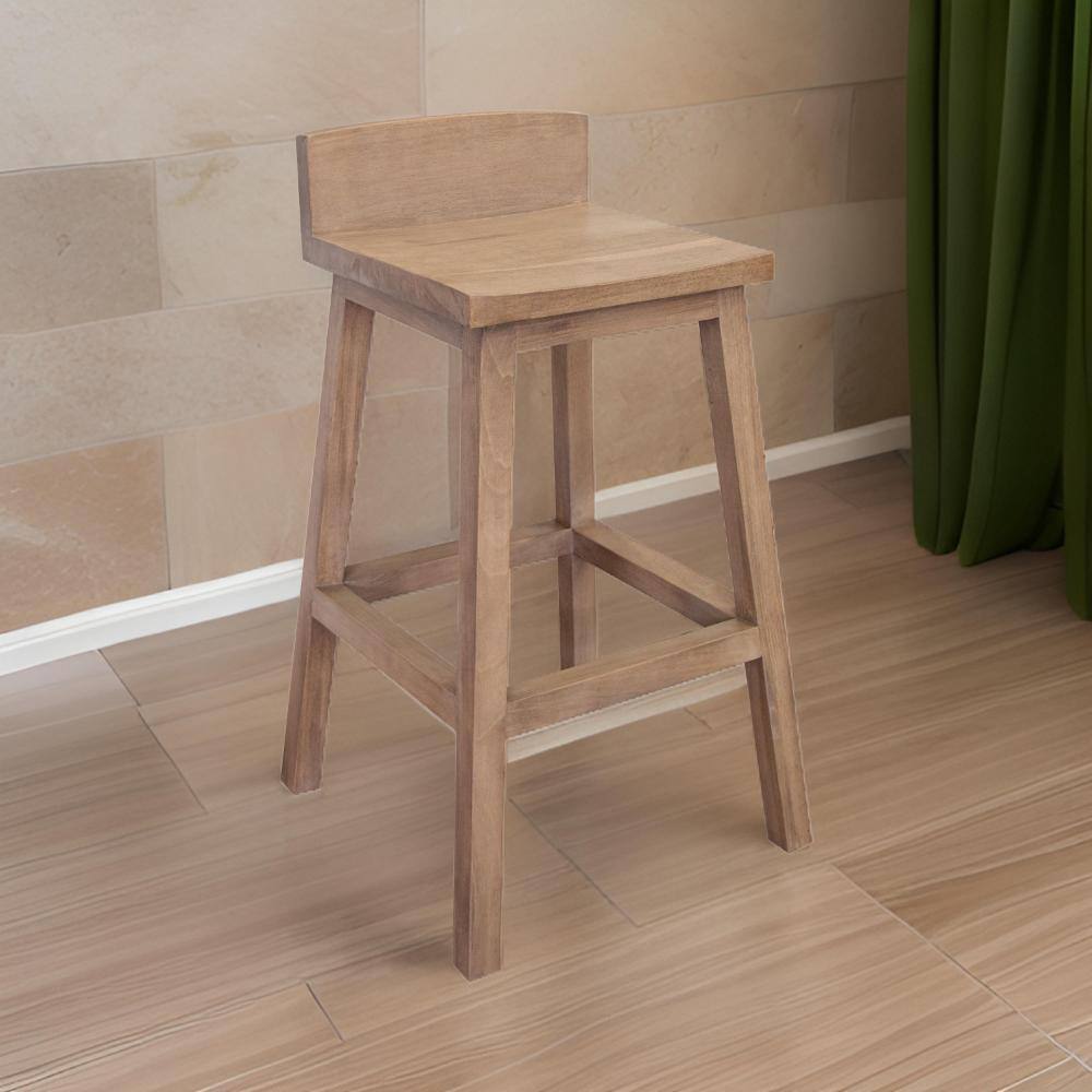 Benjara 30 in. Brown Low Back Wood Bar Stool (Set of 2) BM312216 - The ...