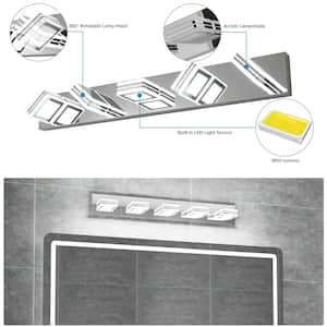 Sunpez 29.9 in. 4-Light LED Lights Over Mirror Modern Bathroom Vanity ...