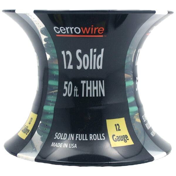 Cerrowire 50 ft. 12 Gauge Green Solid Copper THHN Wire 112-1605B