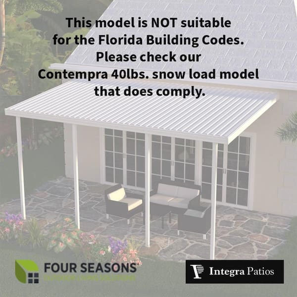 Integra 20 ft. x 10 ft. White Aluminum Frame Patio Cover, 4 Posts 20 ...