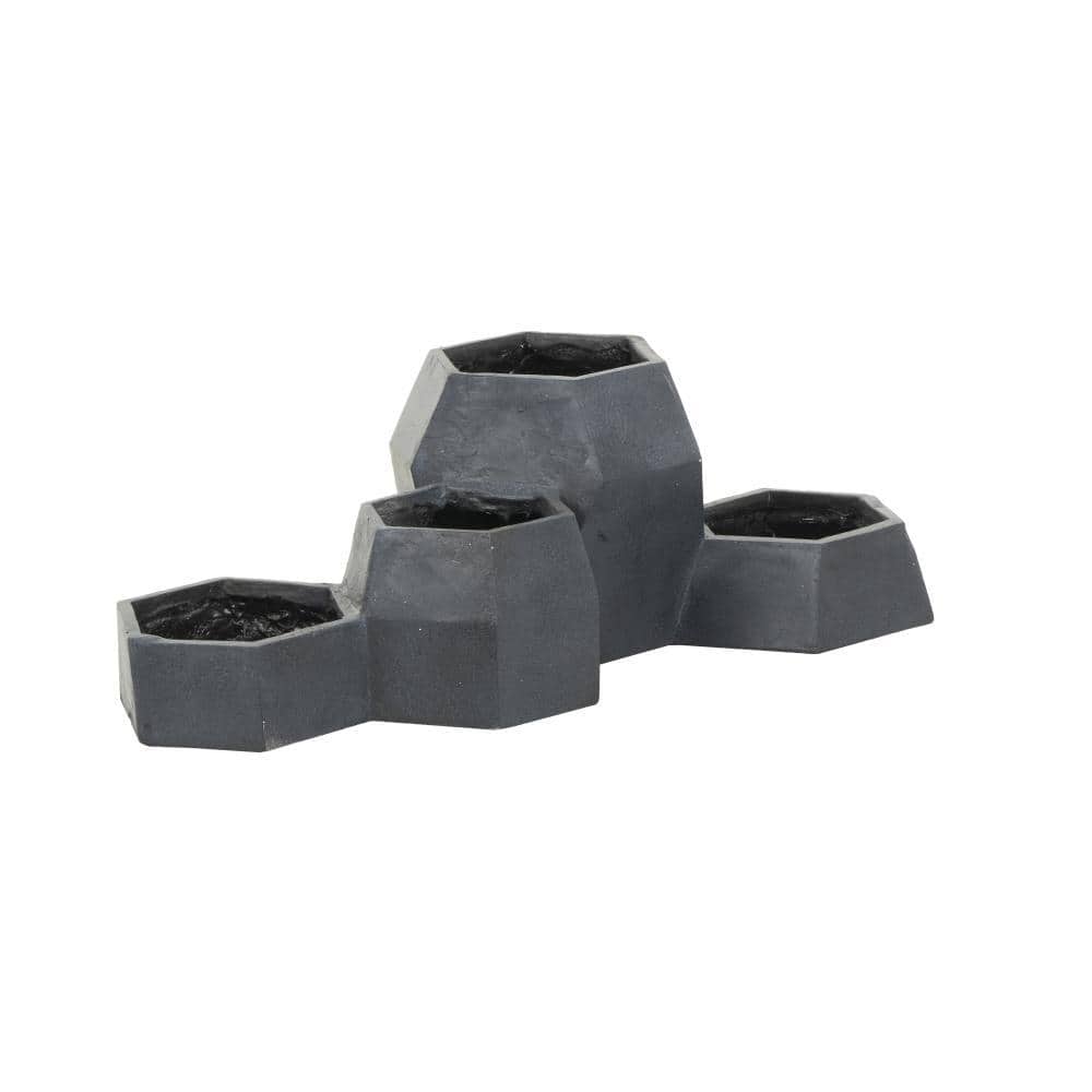 Litton Lane 12 in. x 36 in. x 19 in. Medium Dark Gray Resin Pot Planter ...