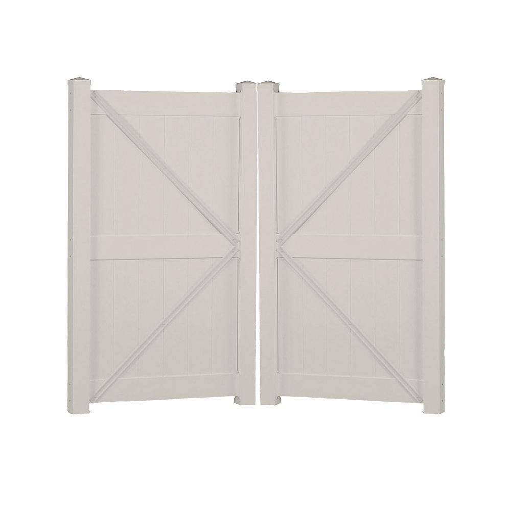 Weatherables Augusta 7.4 ft. W x 8 ft. H Tan Vinyl Privacy Fence Double ...