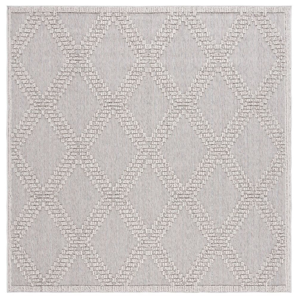 SAFAVIEH Global Gray/Light Gray 4 ft. x 4 ft. High-Low Diamond square ...