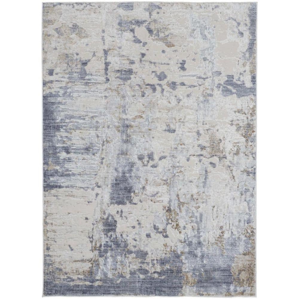 HomeRoots 2 ft. x 3 ft. Ivory, Gray, Blue Abstract Area Rug 2000567325 ...
