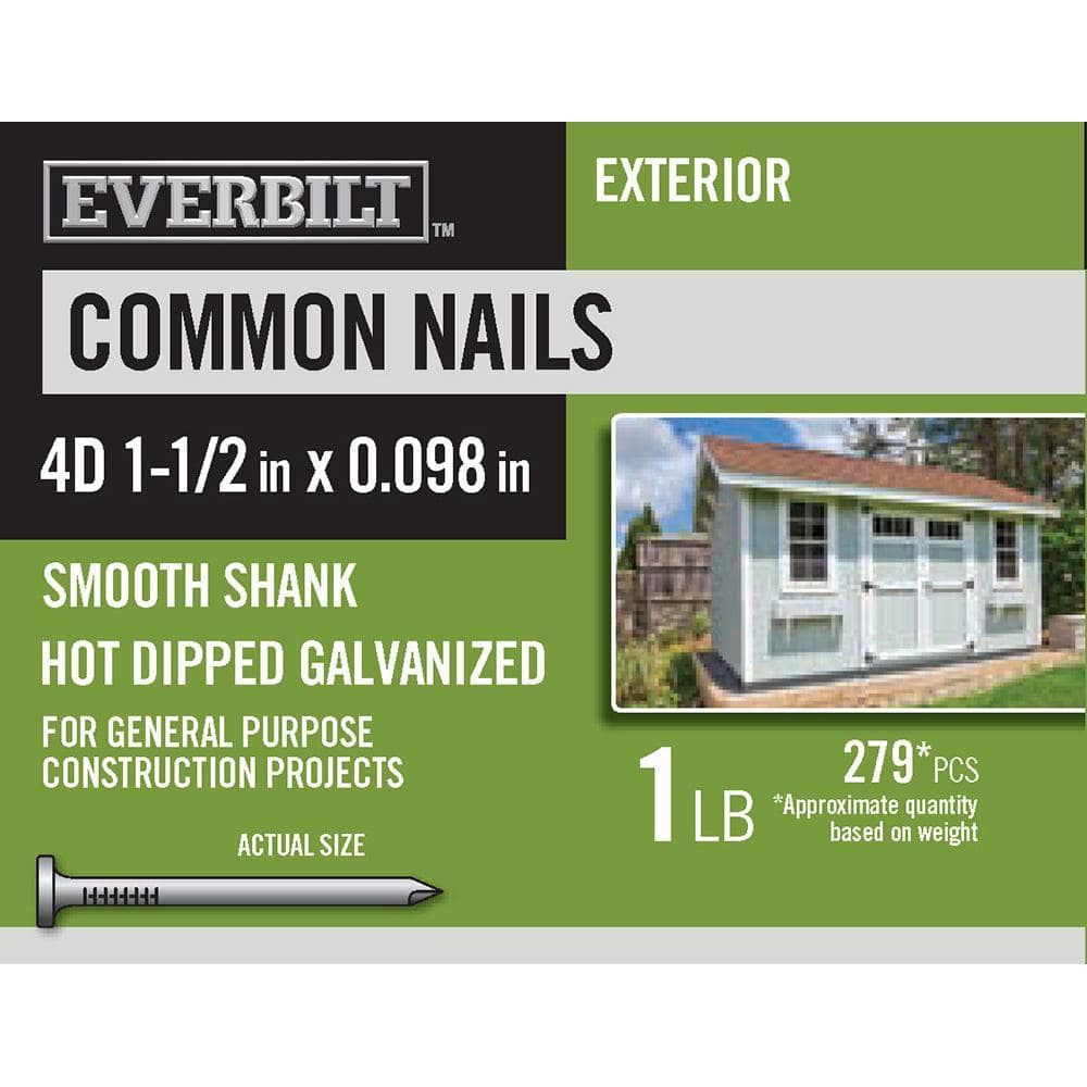Everbilt 4D 1-1/2 in. Common Nails Hot Dipped Galvanized 1 lb ...