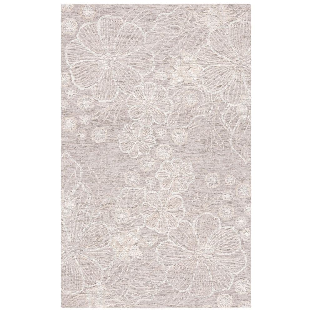SAFAVIEH Jardin 5 ft. x 8 ft. Gray/Ivory Modern Floral Area Rug JAR735F ...