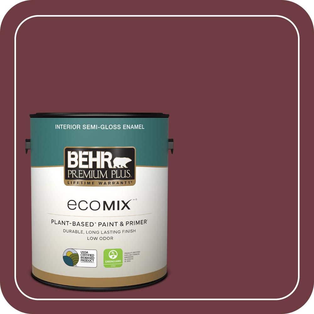 BEHR PREMIUM PLUS 1 gal. #BXC-90 Wild Cranberry Semi-Gloss Enamel ...