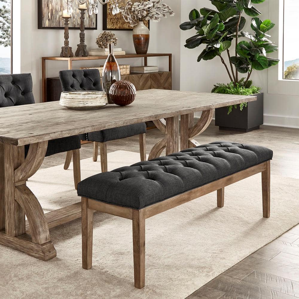 HomeSullivan Gray Wash Finish Dark Grey Premium Tufted Reclaimed Look ...