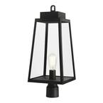 Hampton Bay Corbin Modern 1-Light Black Outdoor Tapered Post Lantern ...