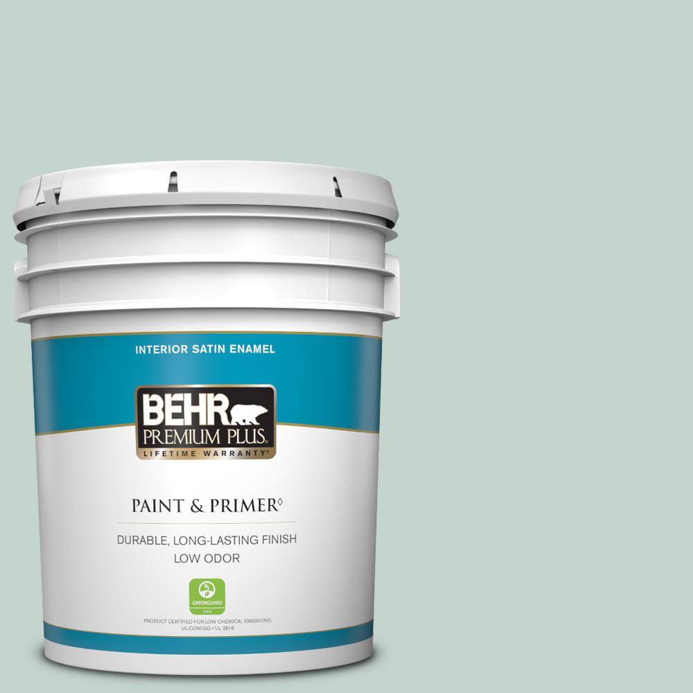 BEHR PREMIUM PLUS 5 gal. #N430-2 Natures Reflection Satin Enamel Low ...