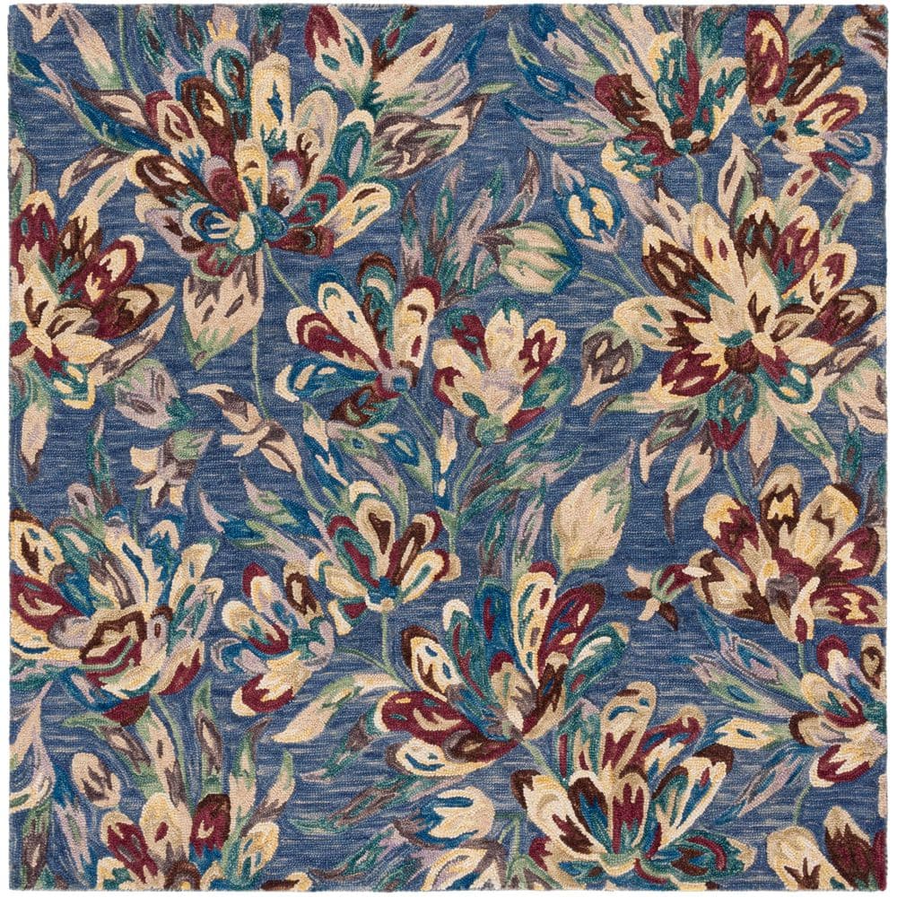 SAFAVIEH Blossom 6 ft. x 6 ft. Blue/Violet Oversized Floral Square Area ...