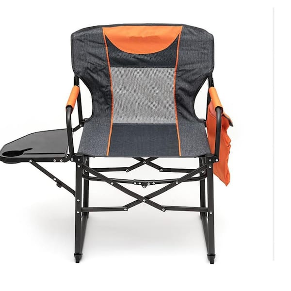 MOEPISY Orange Oversized Portable Folding Chair with Side Table ...