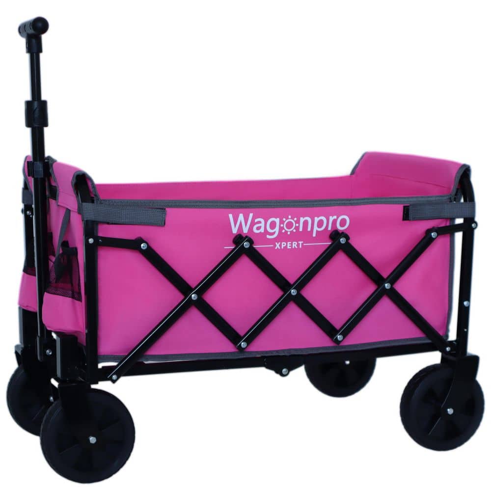 3 cu. ft. Expandable Dual-Layer Utility Collapsible Wagon Steel Garden ...