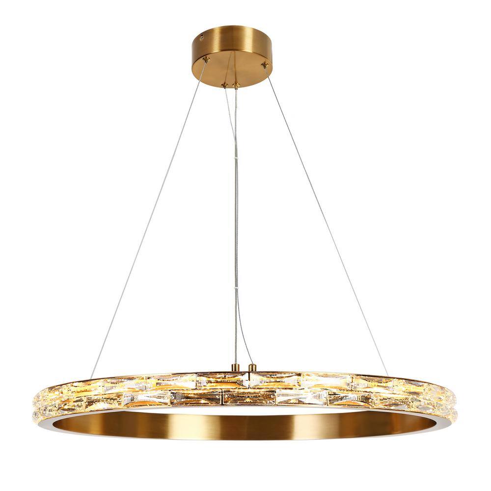 LNC Sledeifyra 1-Light Dimmable Integrated LED Brass Chandelier with ...